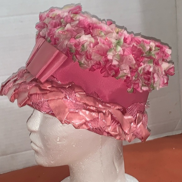 Union Made | Accessories | Vintage 96s Pink Flower Pot Hat W Bow Union ...